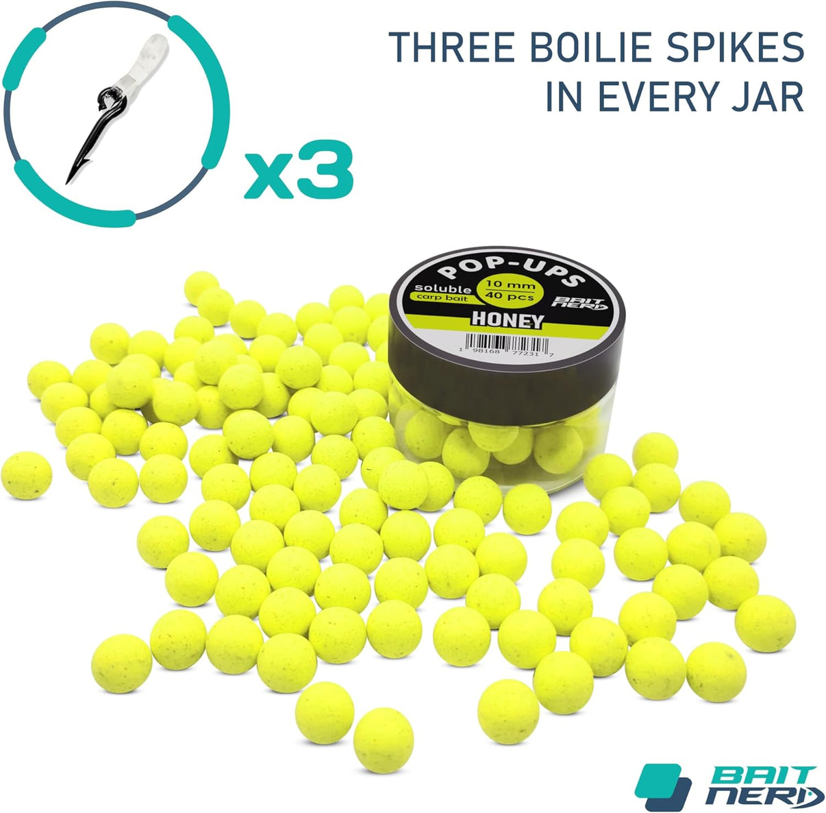 BAIT NERD Pop Ups 40pcs, 10mm, Honey Natural Premium Floating Pop-Up B ...